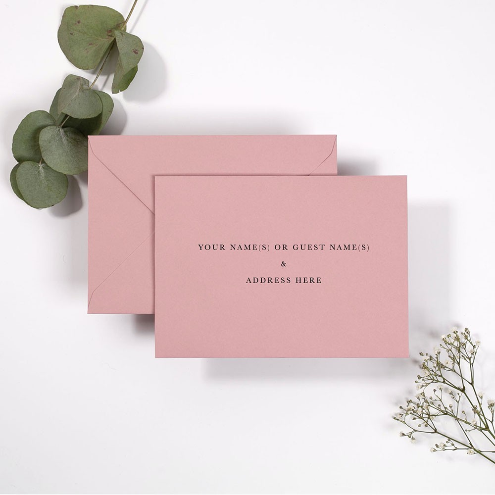 Dusky Pink Addressed Invitation & RSVP Envelopes