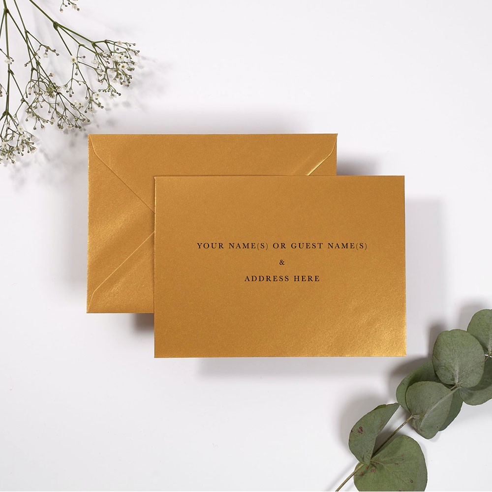 Gold Pearlescent Addressed Invitation & RSVP Envelopes