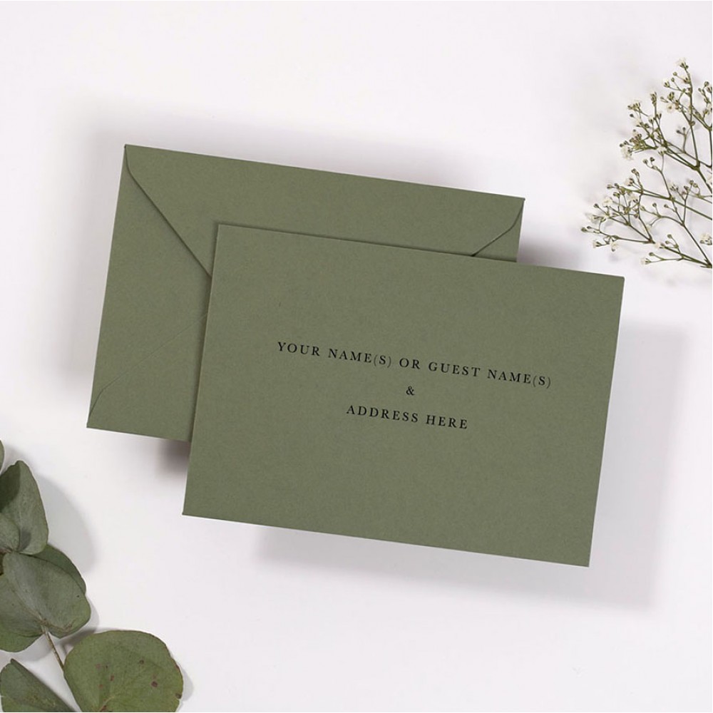 Sage Green Addressed Invitation & RSVP Envelopes
