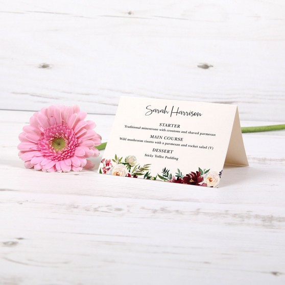 Custom Menu Place Cards for Weddings | Vintage Prints