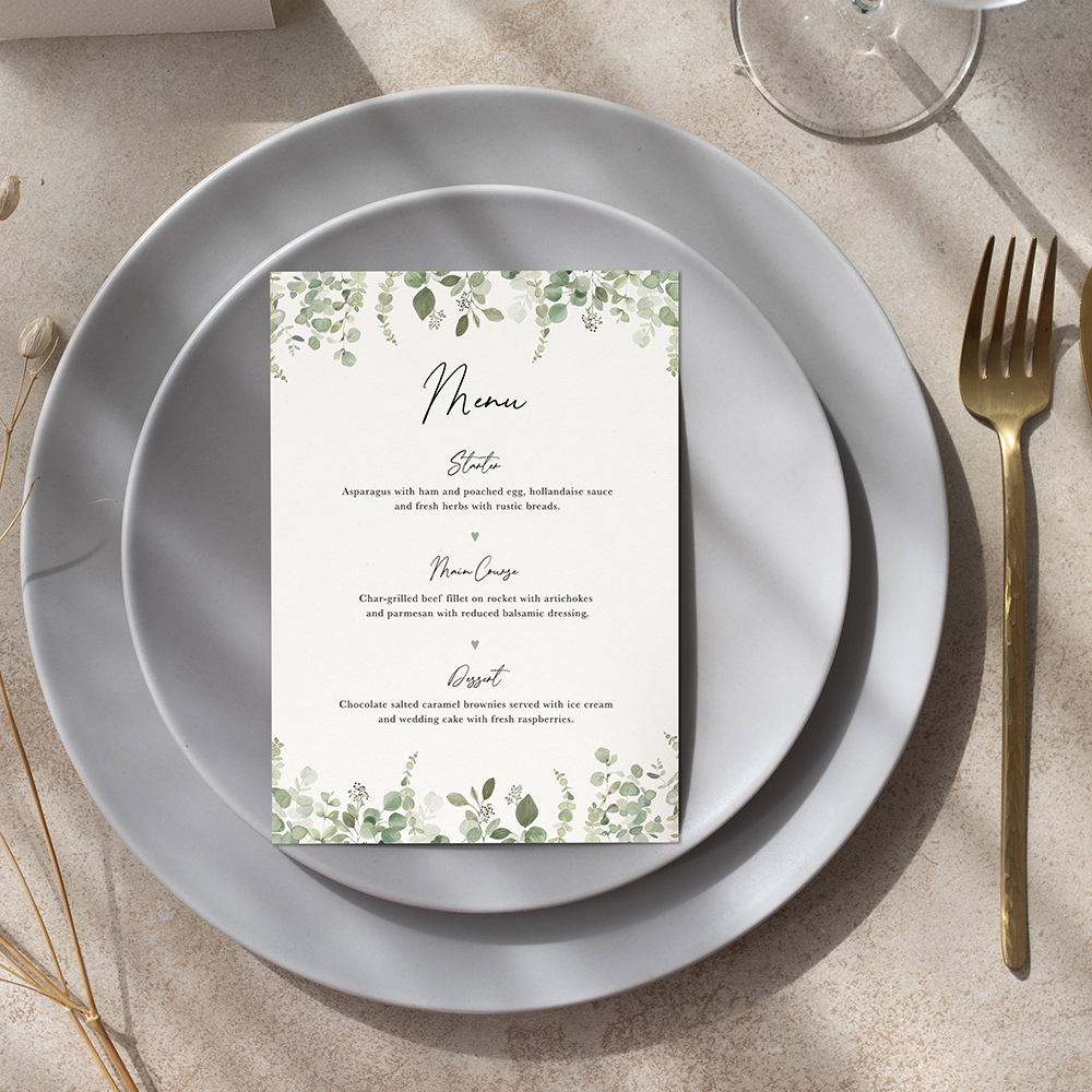 Classic Eucalyptus CE14 Table Menus | A6 A5 5x7