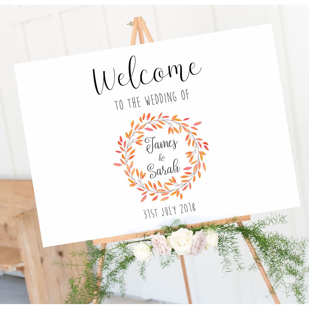 Welcome Sign A2/A1 | Autumn Orange | Bespoke | Any Text