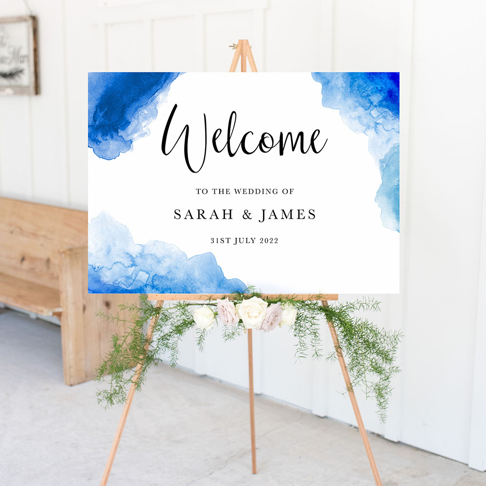 Welcome Sign A2/A1 | Blue Splash | Vintage Prints