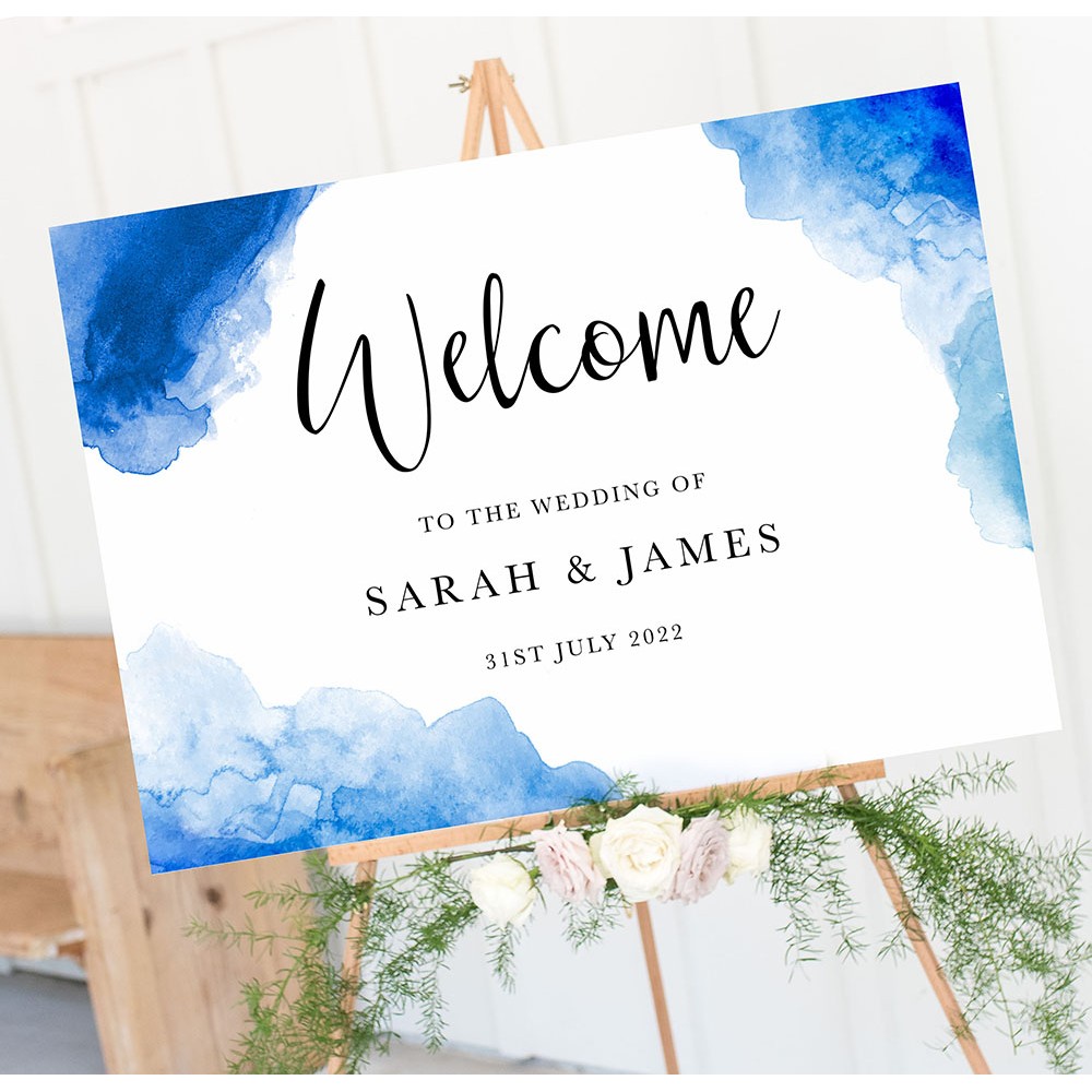 Welcome Sign A2/A1 | Blue Splash | Vintage Prints