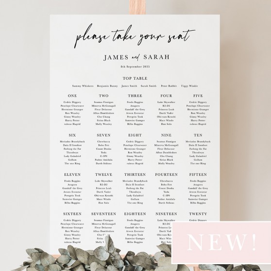 Table Plans for any occasion by Vintage Prints