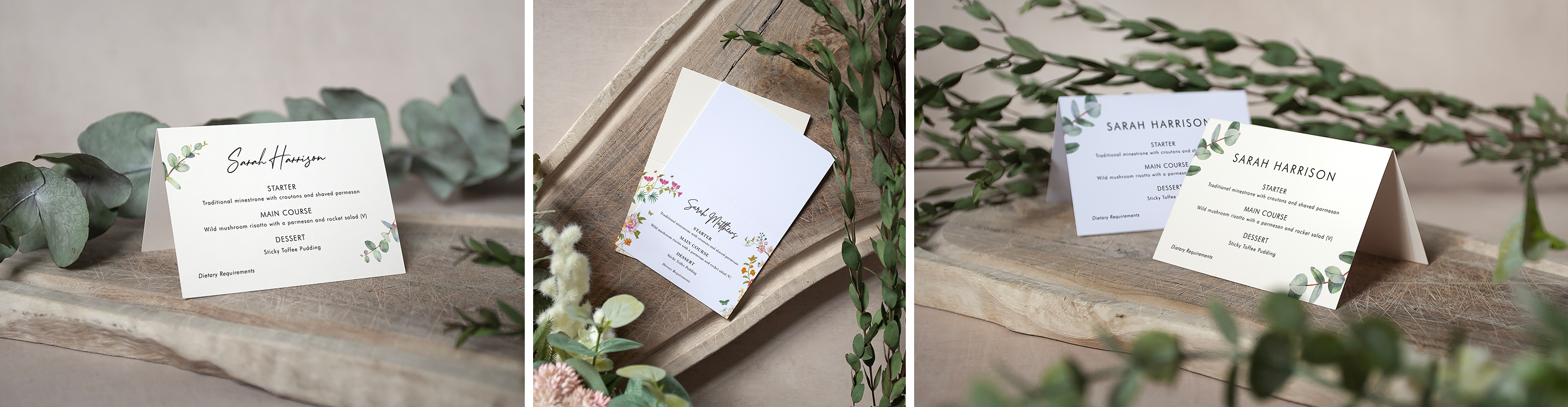 Custom Menu Place Cards for Weddings | Vintage Prints